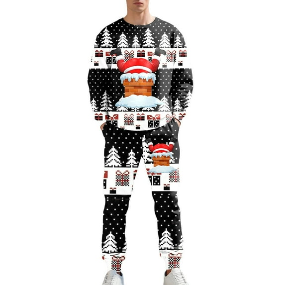 CONZONE Christmas Mens Tracksuit Sets Casual 2 Peice Sweatsuit Set for ...