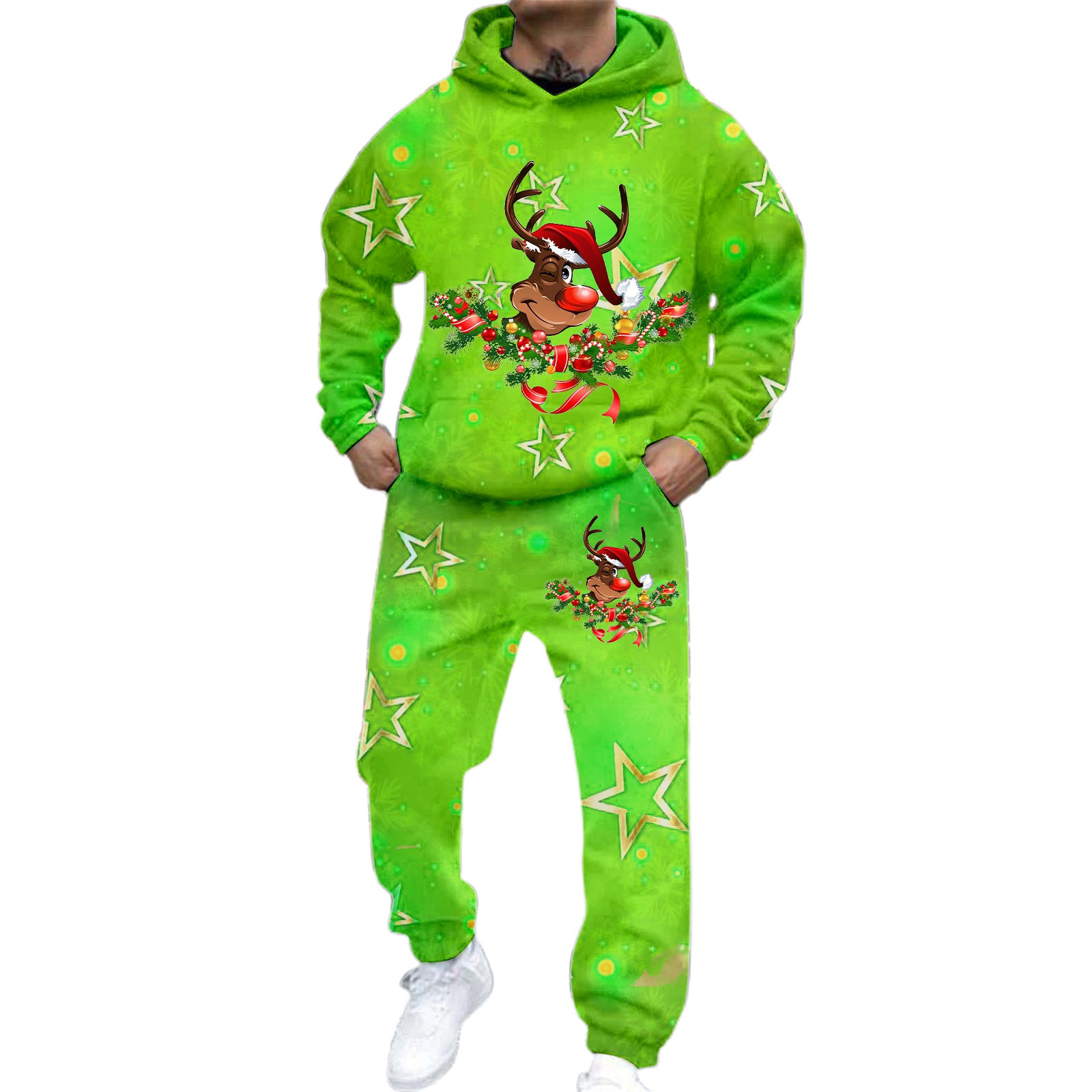 CONZONE Christmas Mens Tracksuit Sets Casual 2 Peice Sweatsuit Set for ...
