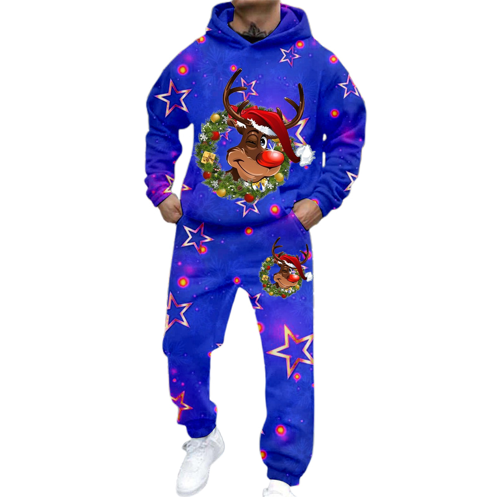 CONZONE Christmas Mens Tracksuit Sets Casual 2 Peice Sweatsuit Set for ...