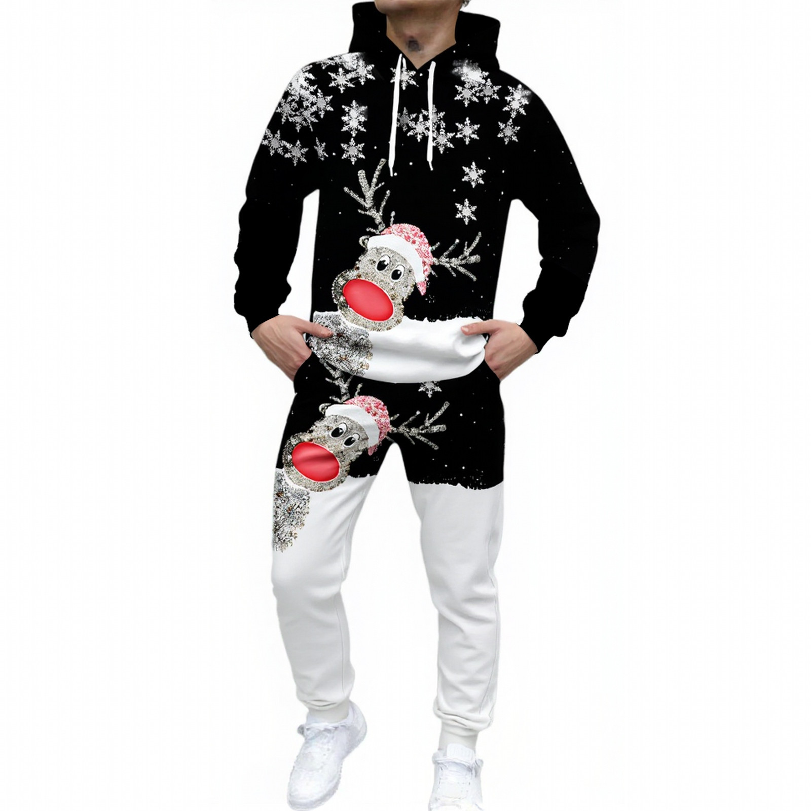 CONZONE Christmas Mens Tracksuit Sets Casual 2 Peice Sweatsuit Set for ...
