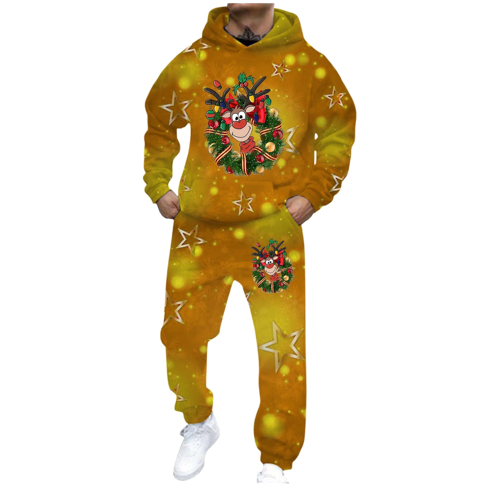 CONZONE Christmas Mens Tracksuit Sets Casual 2 Peice Sweatsuit Set for ...