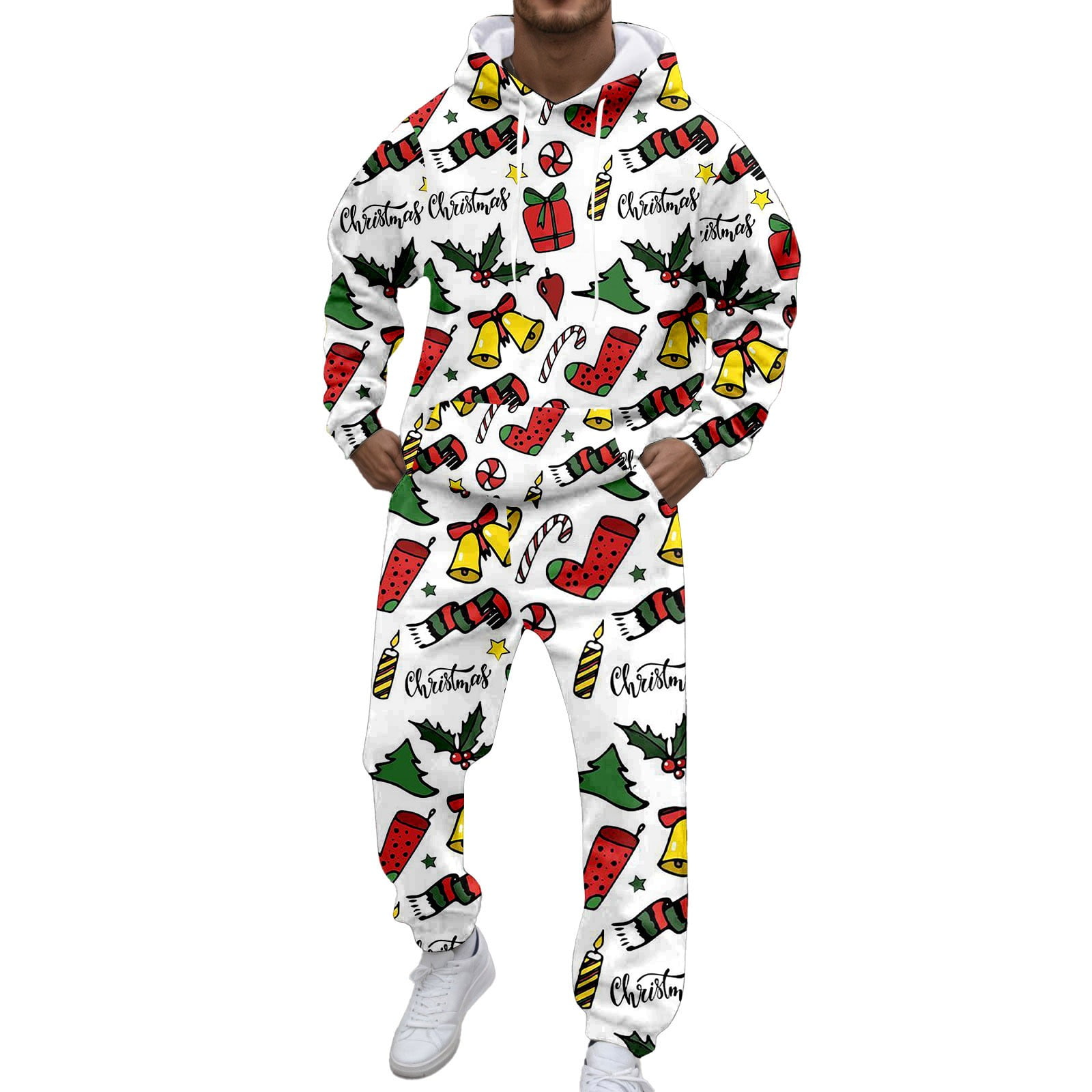 CONZONE Christmas Mens Tracksuit Sets Casual 2 Peice Sweatsuit Set for ...