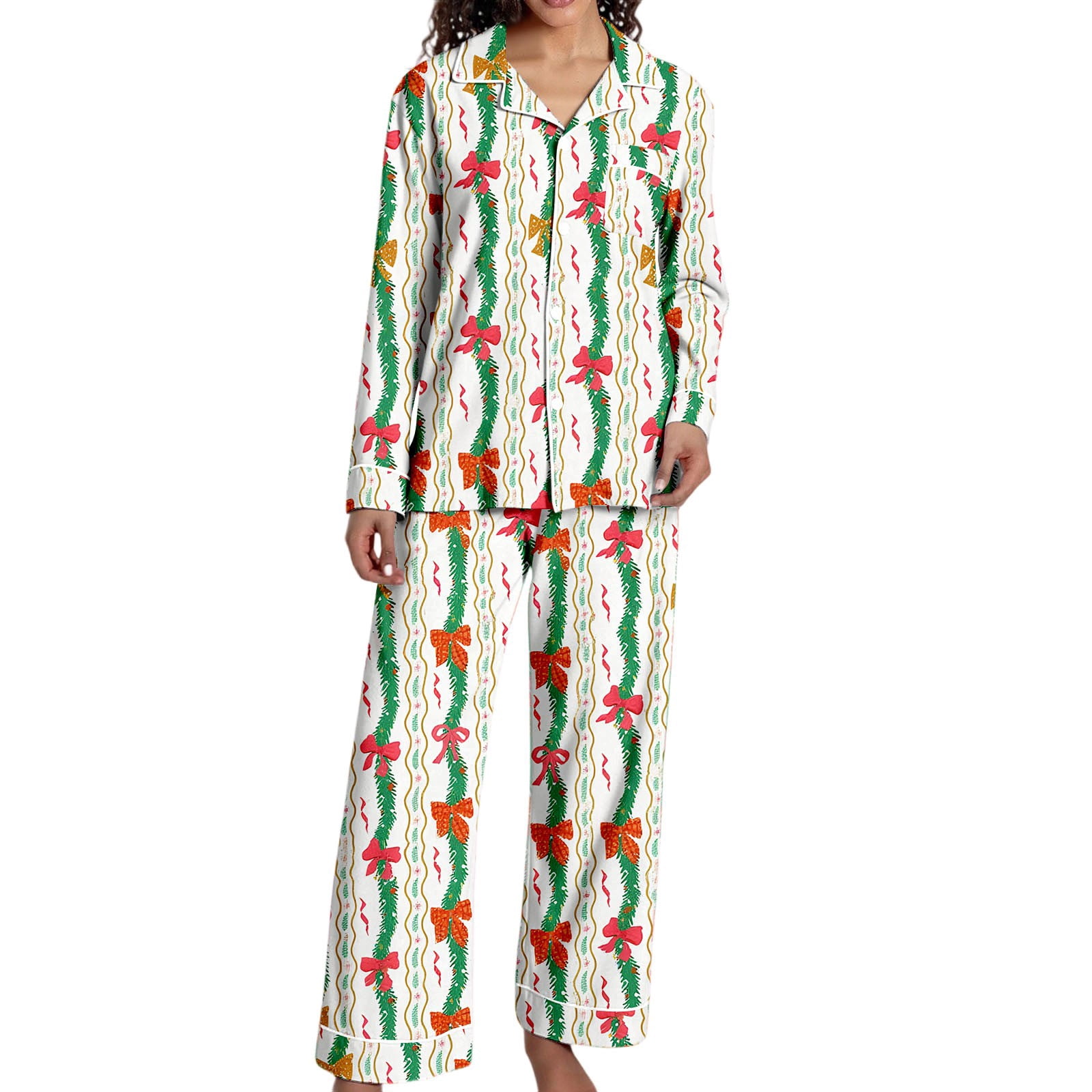 CONZONE Christmas Women's Pajamas Sets 2 Peice Pjs Set Long Sleeve ...