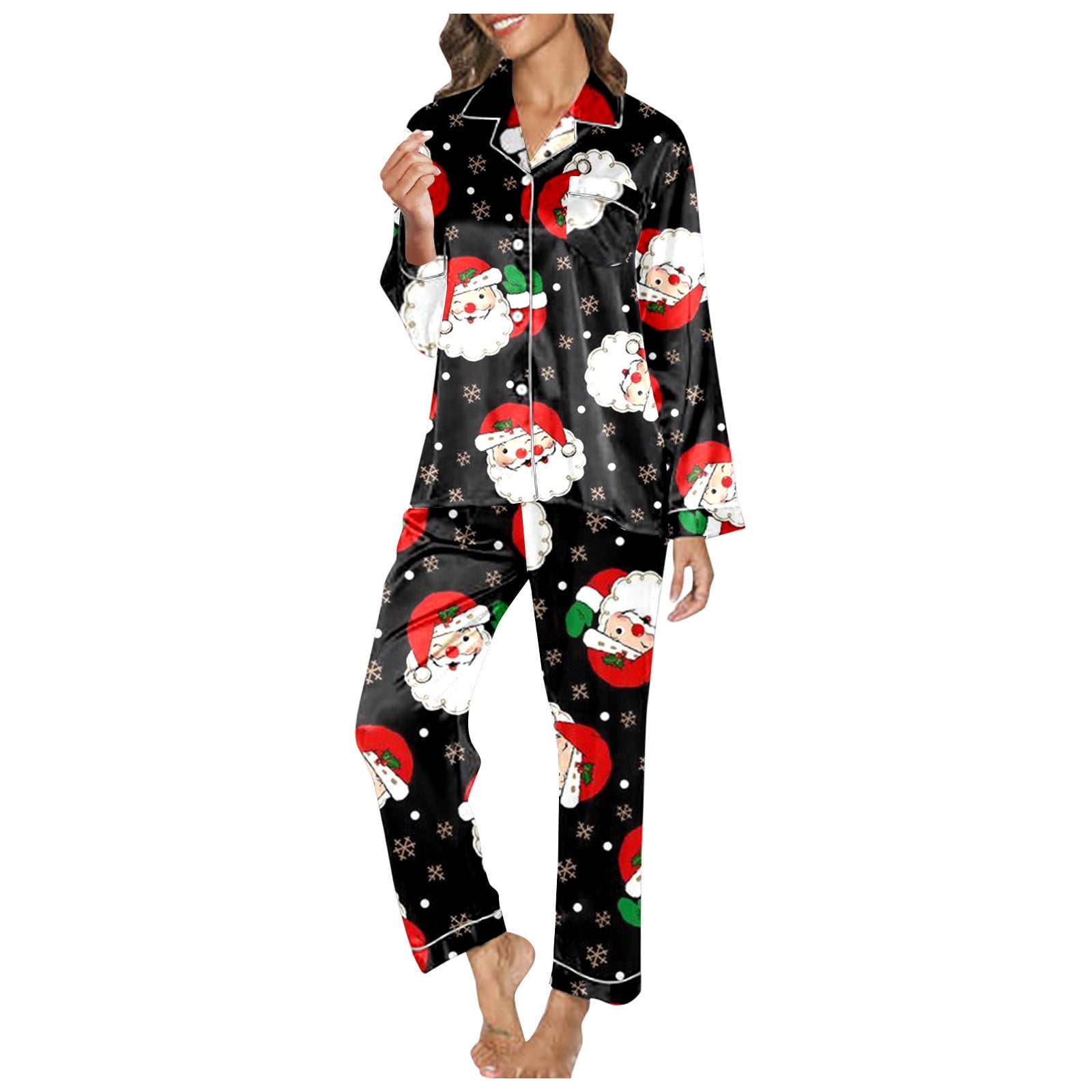 CONZONE Christmas Womens Pajamas Sets 2 Peice Pjs Set Long Sleeve ...