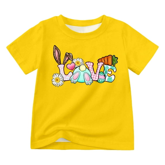 CONZONE Easter Baby Girls Short Sleeve T-Shirts Cartoon Bunny Graphic ...