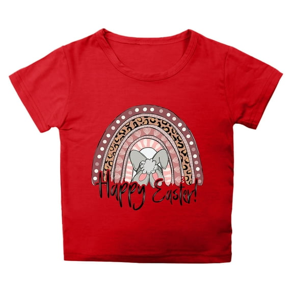 CONZONE Easter Baby Girls Short Sleeve T-Shirts Happy Easter Letter ...