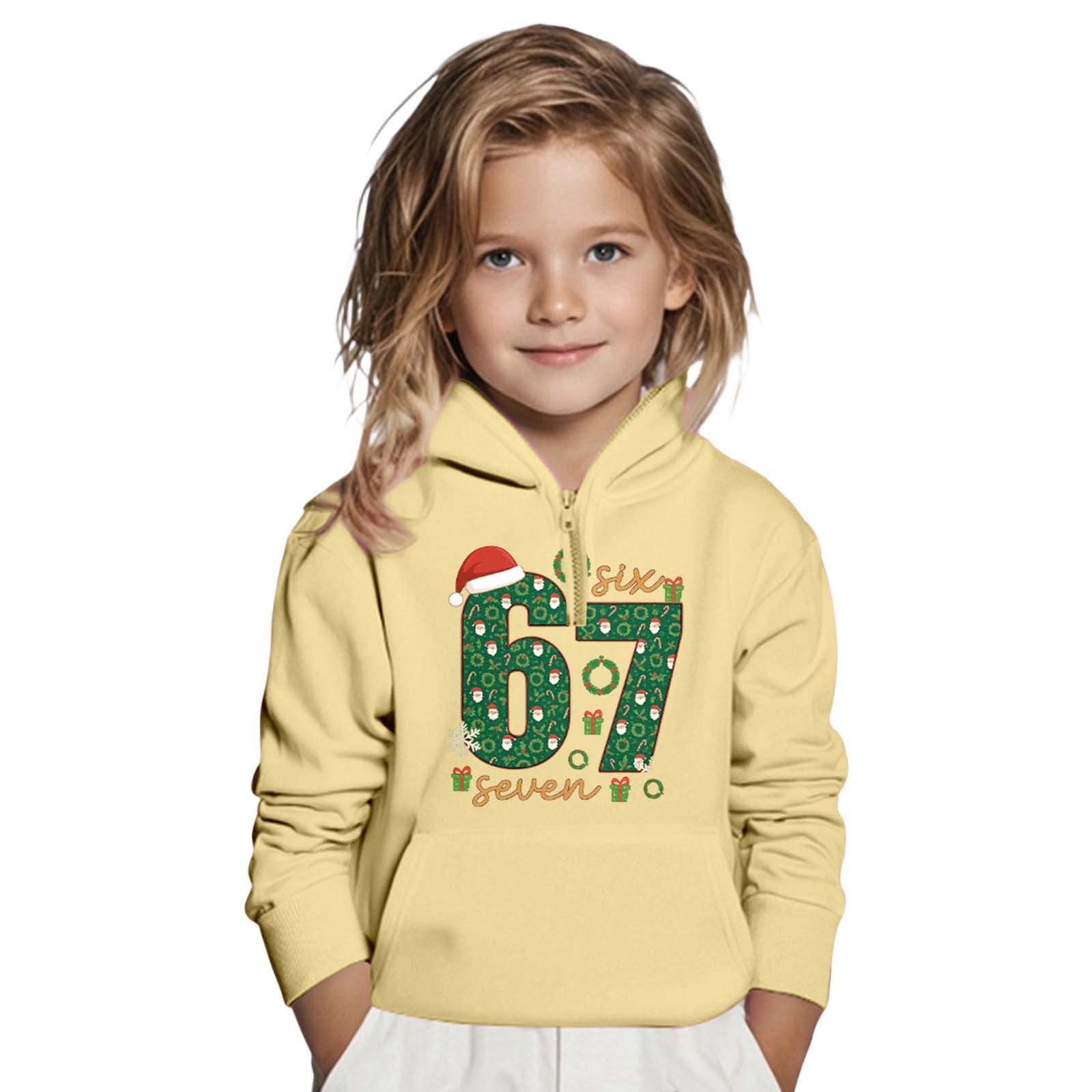 CONZONE Funny 67 Hoodies for Kids Number Six Seven Graphic Pullover ...