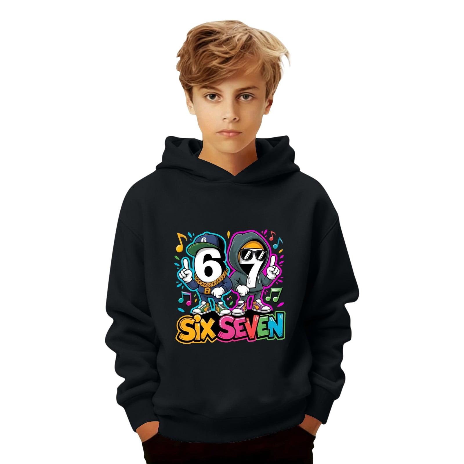 CONZONE Funny 67 Hoodies for Kids Number Six Seven Graphic Pullover ...