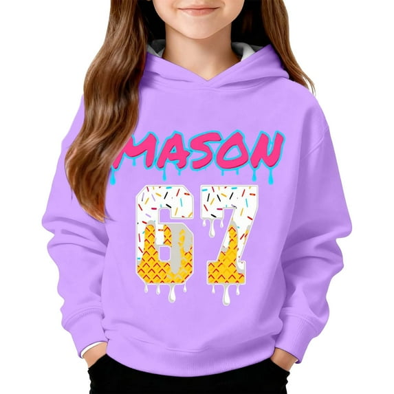 CONZONE Funny 67 Hoodies for Kids Number Six Seven Graphic Pullover ...