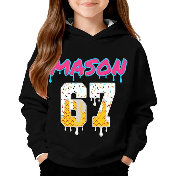 CONZONE Funny 67 Hoodies for Kids Number Six Seven Graphic Pullover ...