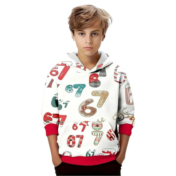 CONZONE Funny 67 Hoodies for Kids Number Six Seven Graphic Pullover ...