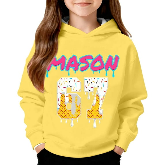CONZONE Funny 67 Hoodies for Kids Number Six Seven Graphic Pullover ...