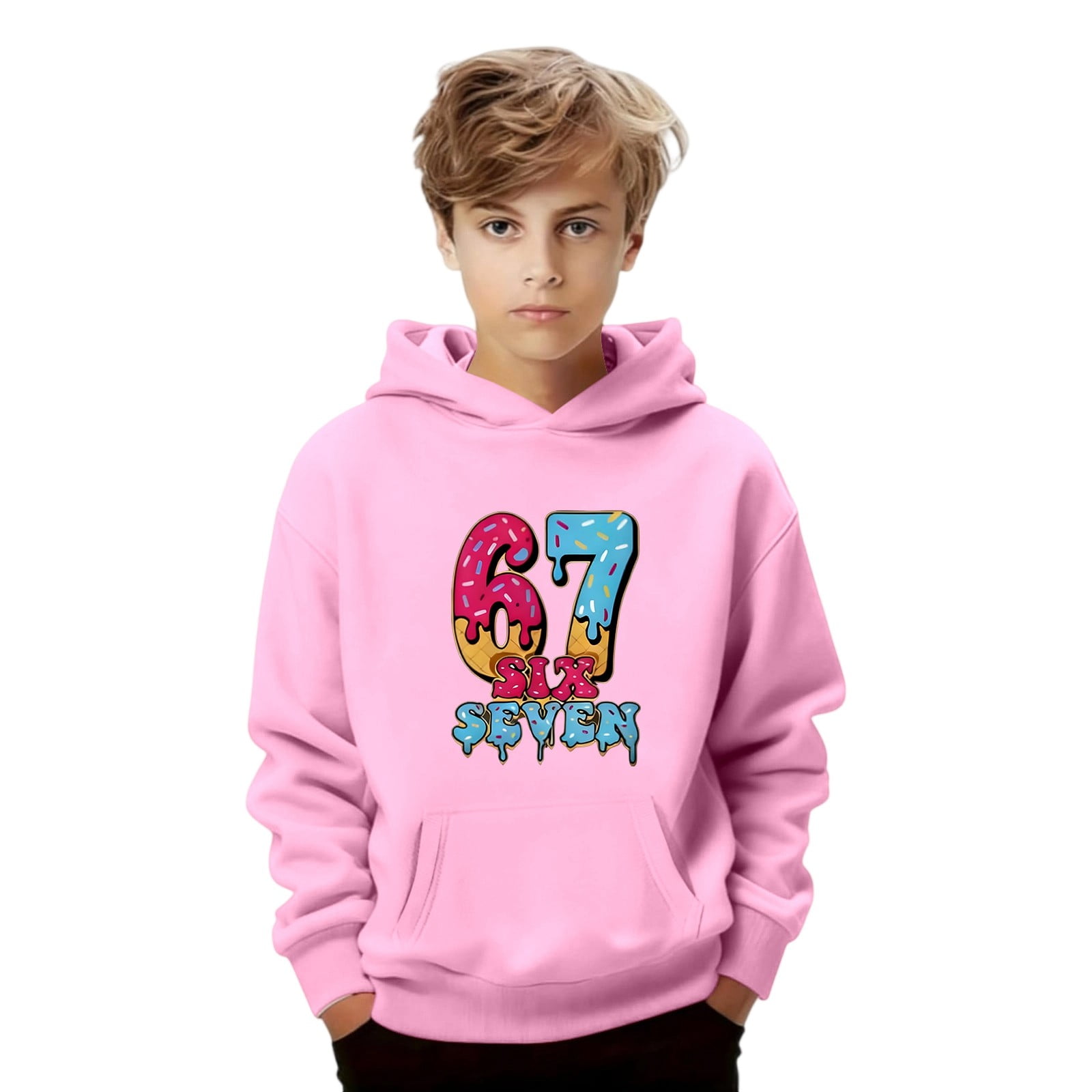 CONZONE Funny 67 Hoodies for Kids Number Six Seven Graphic Pullover ...