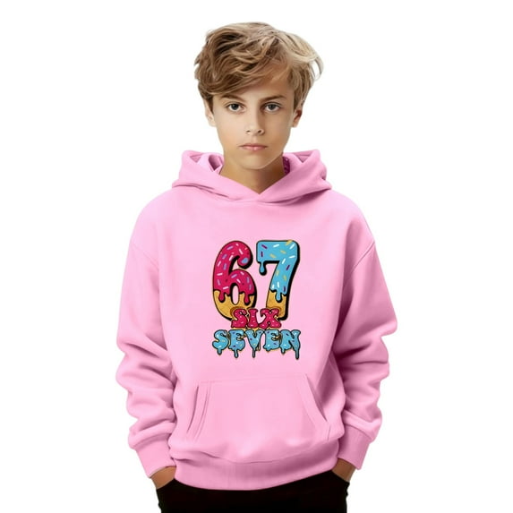 CONZONE Funny 67 Hoodies for Kids Number Six Seven Graphic Pullover ...