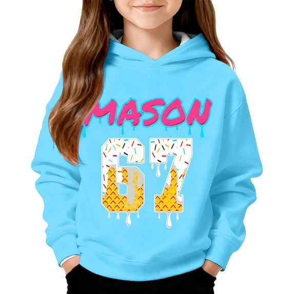 CONZONE Funny 67 Hoodies for Kids Number Six Seven Graphic Pullover ...