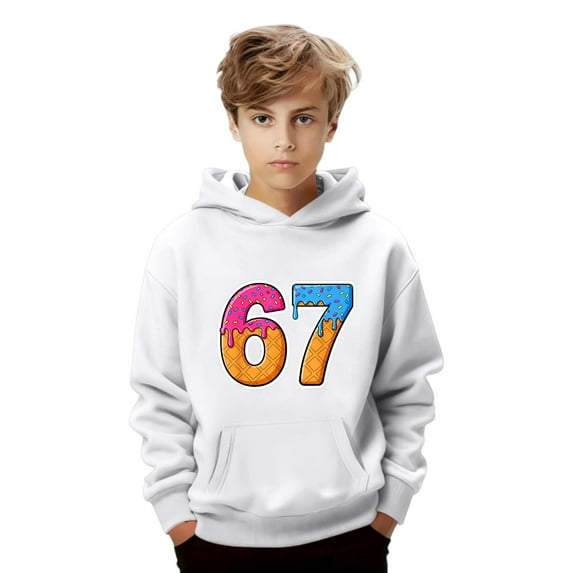 CONZONE Funny 67 Hoodies for Kids Number Six Seven Graphic Pullover ...
