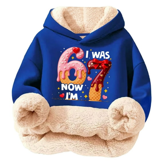 CONZONE Funny 67 Hoodies for Kids Number Six Seven Graphic Thick Fleece ...