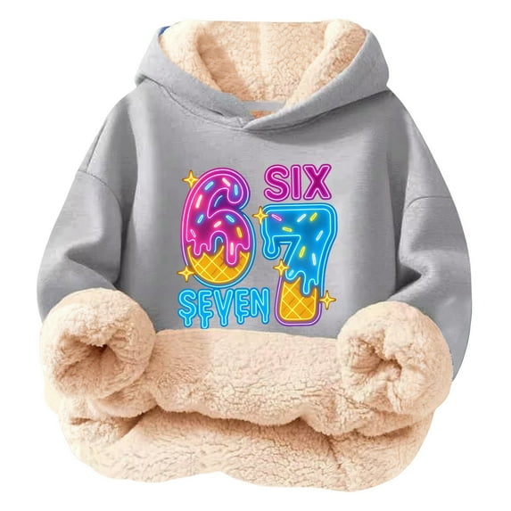 CONZONE Funny 67 Hoodies for Kids Number Six Seven Graphic Thick Fleece ...