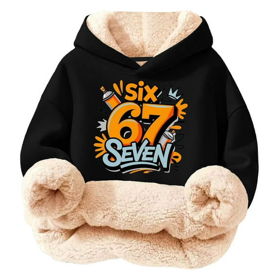 CONZONE Funny 67 Hoodies for Kids Number Six Seven Graphic Thick Fleece ...