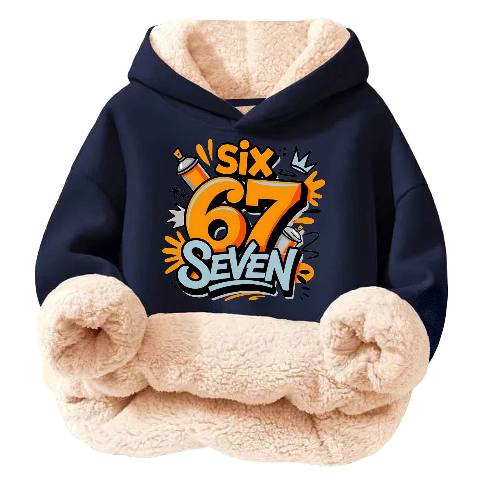 CONZONE Funny 67 Hoodies for Kids Number Six Seven Graphic Thick Fleece ...
