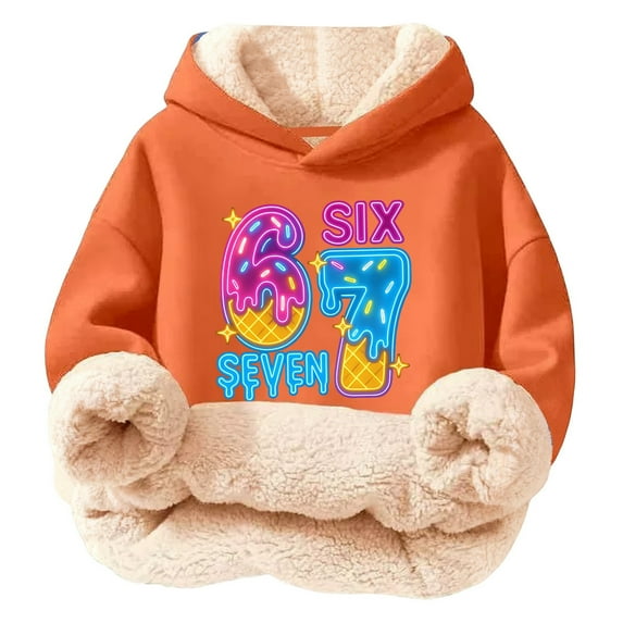 CONZONE Funny 67 Hoodies for Kids Number Six Seven Graphic Thick Fleece ...
