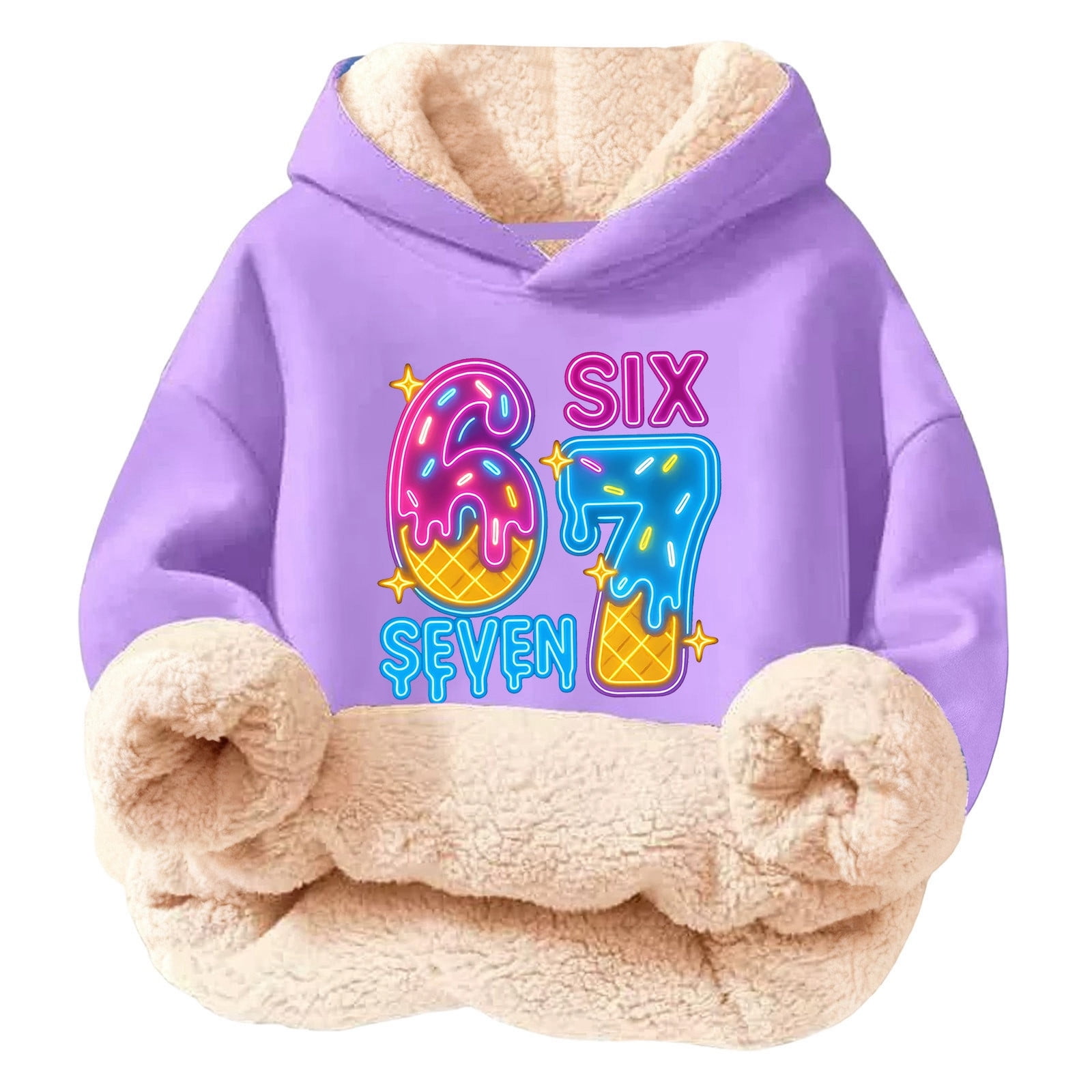 CONZONE Funny 67 Hoodies for Kids Number Six Seven Graphic Thick Fleece ...