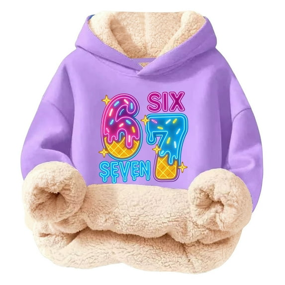 CONZONE Funny 67 Hoodies for Kids Number Six Seven Graphic Thick Fleece ...