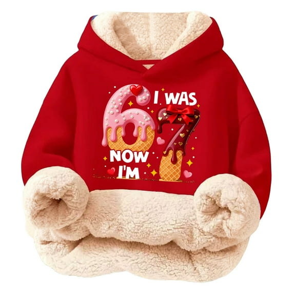 CONZONE Funny 67 Hoodies for Kids Number Six Seven Graphic Thick Fleece ...
