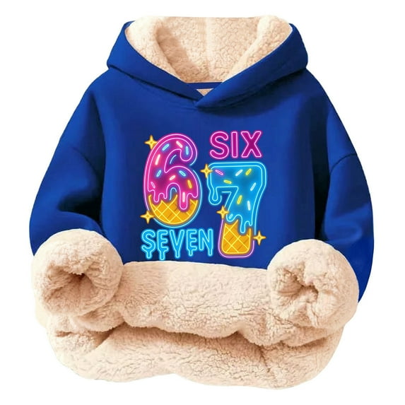 CONZONE Funny 67 Hoodies for Kids Number Six Seven Graphic Thick Fleece ...