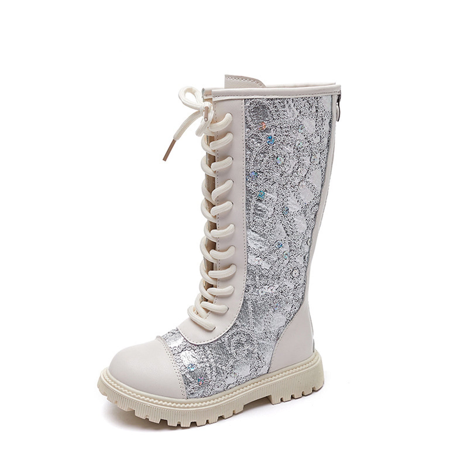 CONZONE Girls Riding Boots Mid Calf Combat Boots for Girl Lace Up ...