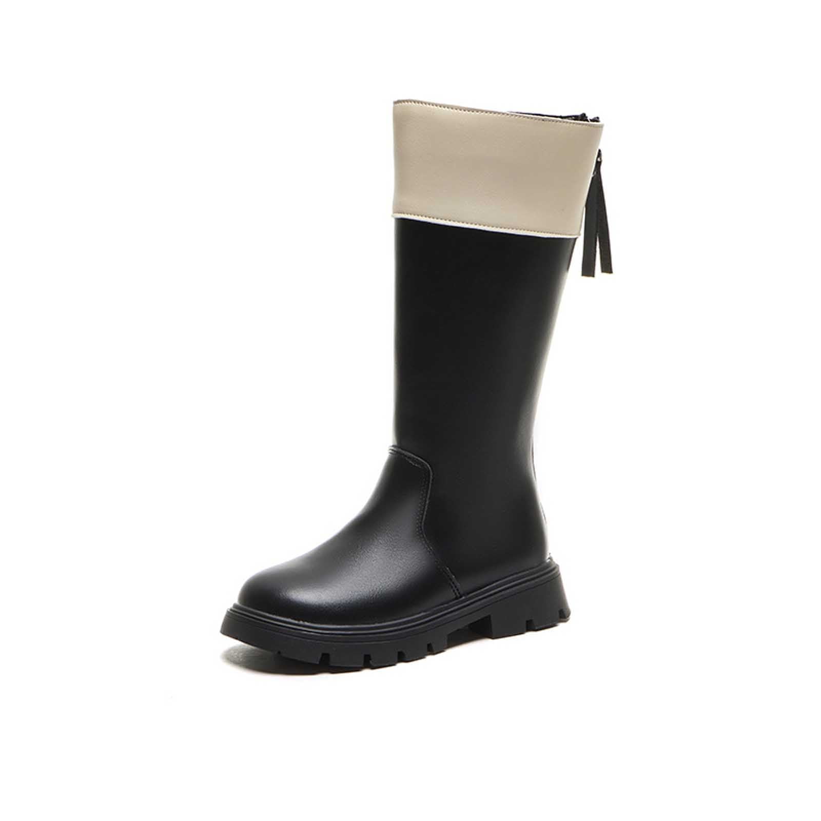 CONZONE Girls Riding Boots Mid Calf Combat Boots for Girl Lace Up ...