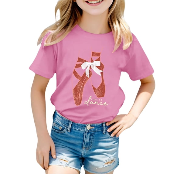 CONZONE Girls Summer Tops Short Sleeve Bow Graphic Tshirts For Girls ...