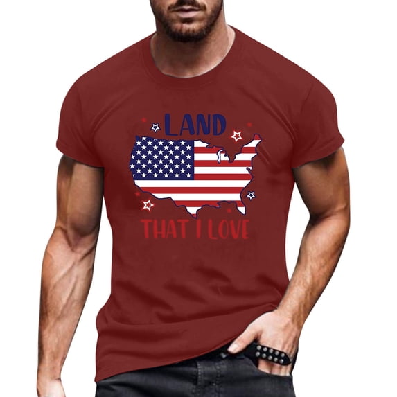 CONZONE Graphic T Shirt For Men Independence Day Patriotic Print Short ...