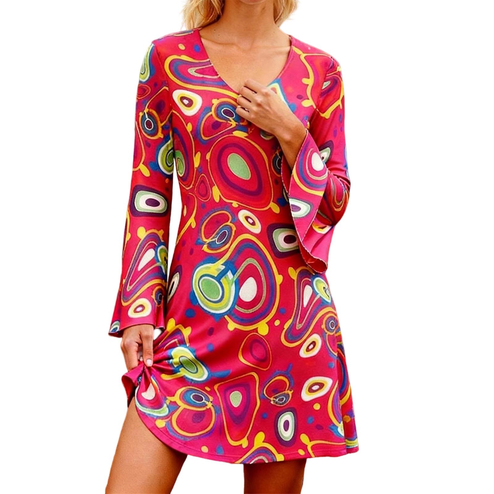 CONZONE Hippie Floral Print Maxi Dress Retro 70S Bohemian Style dress ...