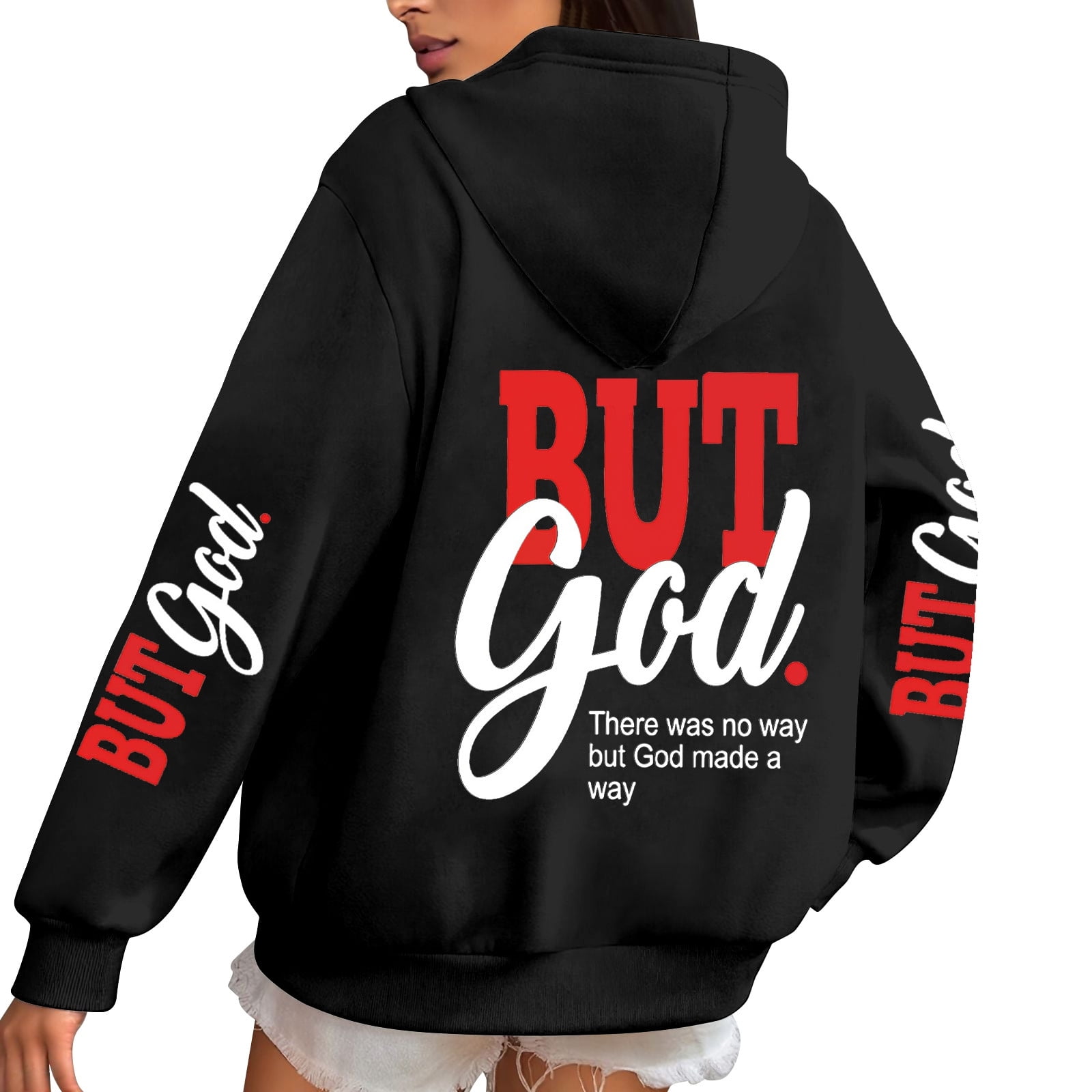 CONZONE Hoodies for Women Letter Graphic Womens Pullover Hoodies Long ...