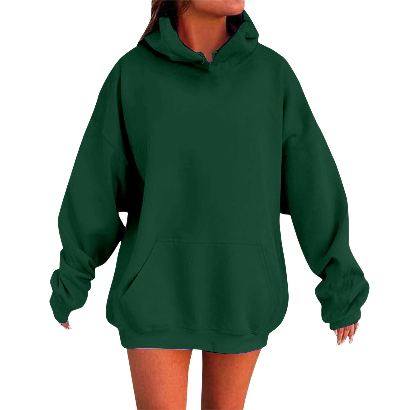 CONZONE Hoodies for Women Solid Color Womens Pullover Hoodies Long Sleeve Hooded Sweatshirts ...