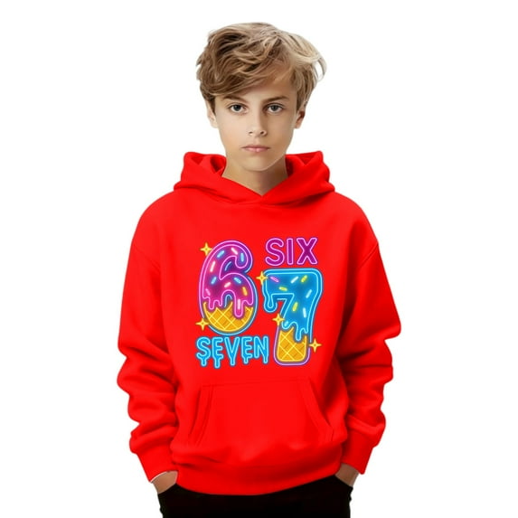 CONZONE Kids Boys Girls 67 Hoodies Number Six Seven Graphic Pullover ...