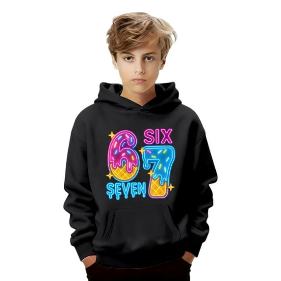 CONZONE Kids Boys Girls 67 Hoodies Number Six Seven Graphic Pullover ...