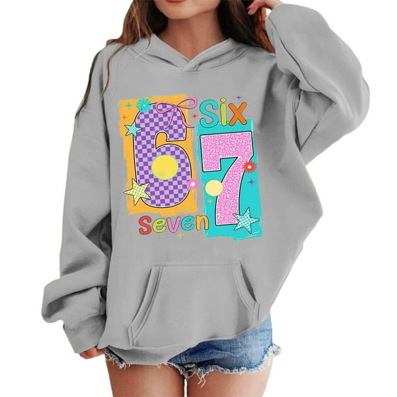 CONZONE Kids Boys Girls 67 Hoodies Number Six Seven Graphic Pullover ...
