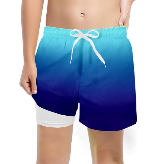 CONZONE Kids Boys Swim Trunks With Mesh Liner Casual Board Shorts For ...