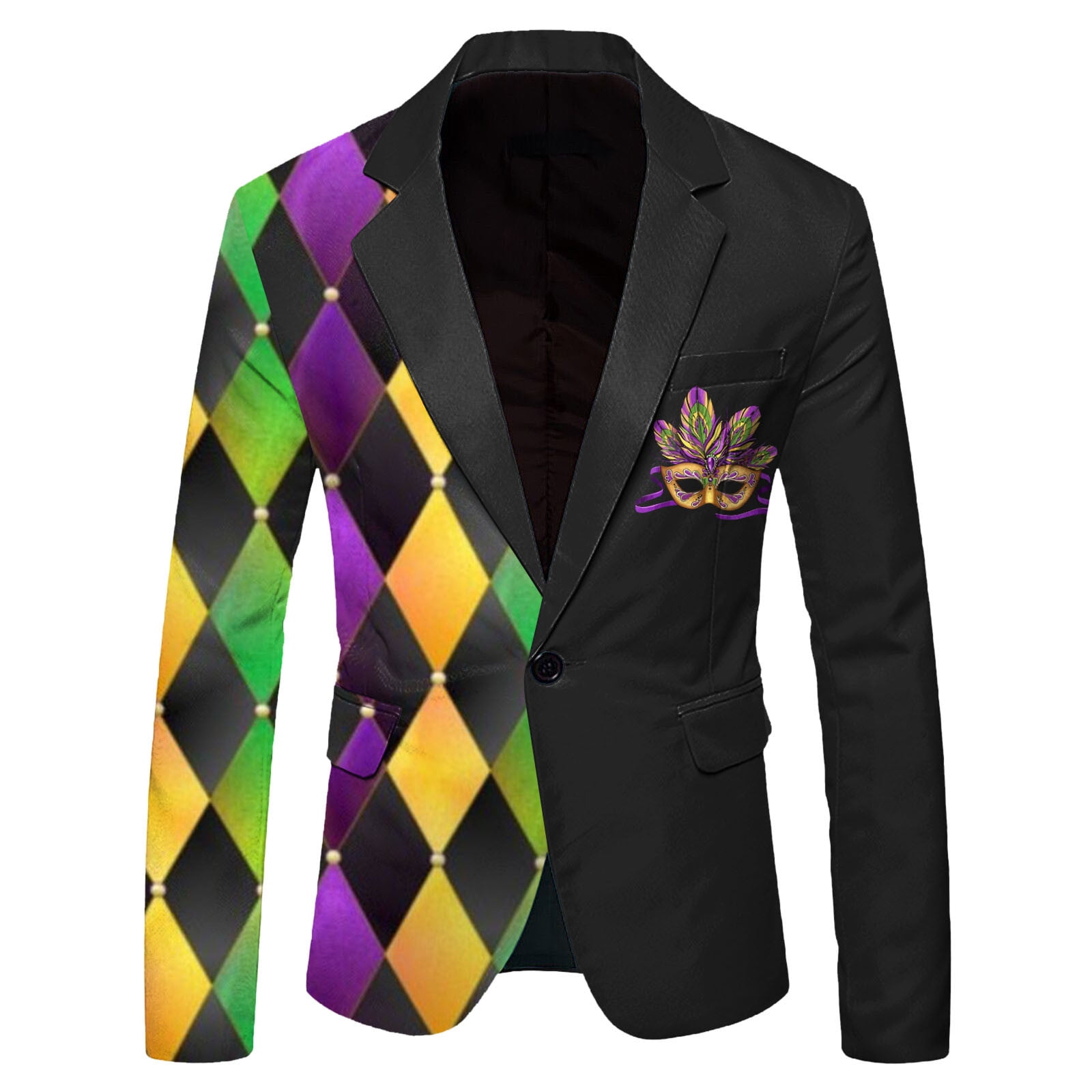 CONZONE Mardi Gras Men's Blazer Casual Suit Jacket for Men Fashion ...