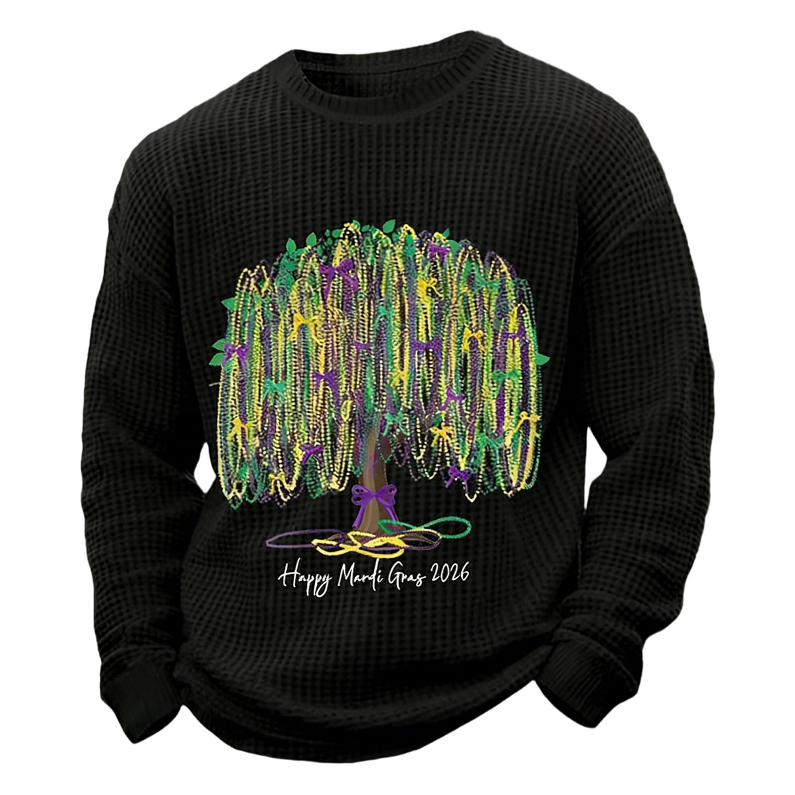 CONZONE Mardi Gras Men's T-Shirts Long Sleeve Knit T Shirts for Men ...