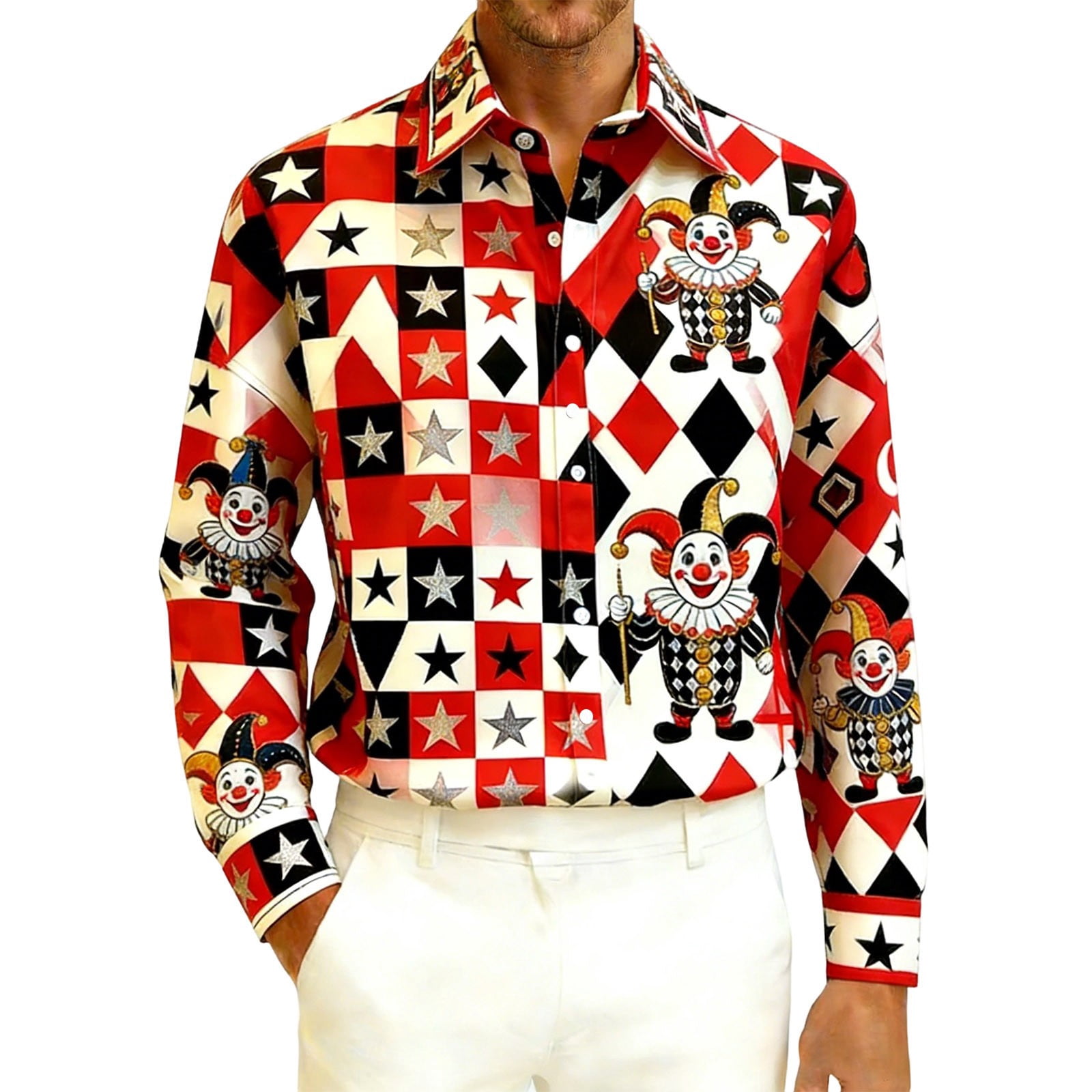 CONZONE Mardi Gras Mens Buttons Down Shirts Long Sleeve Shirts for Men ...
