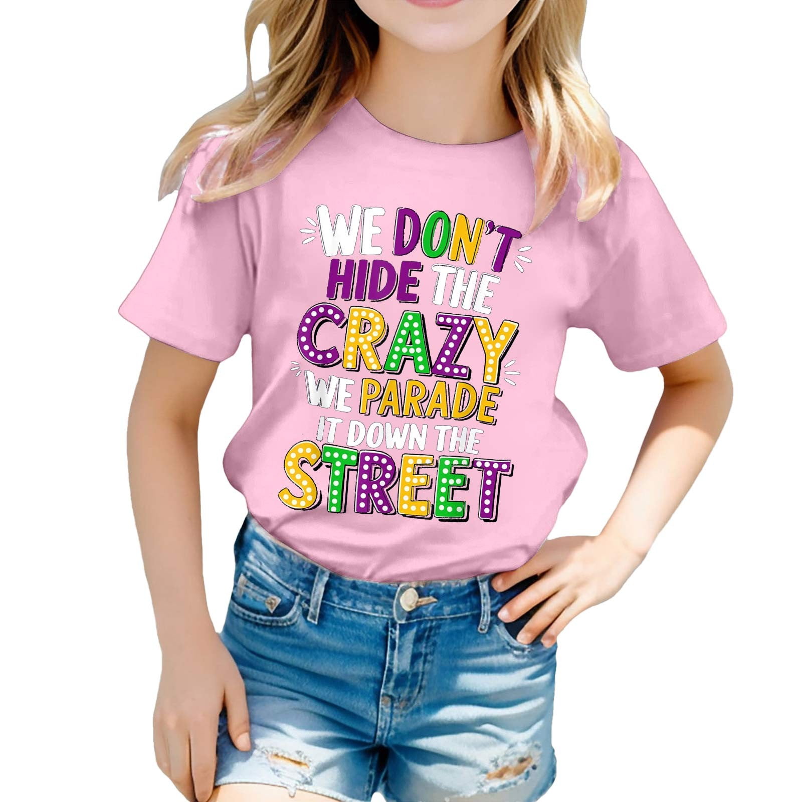 CONZONE Mardi Gras Toddler Girls Short Sleeve T Shirts Casual Graphic ...