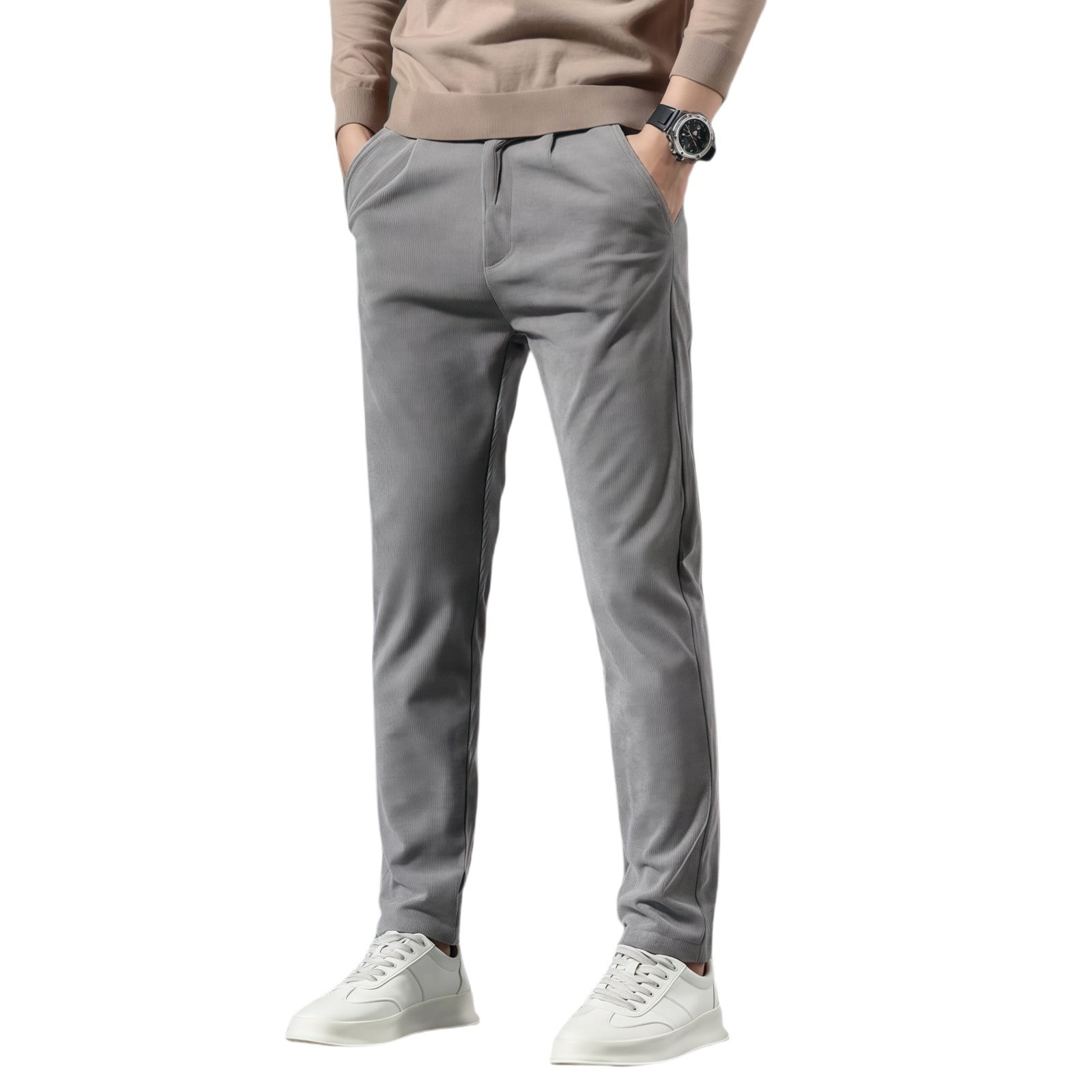 CONZONE Men'S Casual Pants Straight Leg Fleece Pants for Men Solid ...