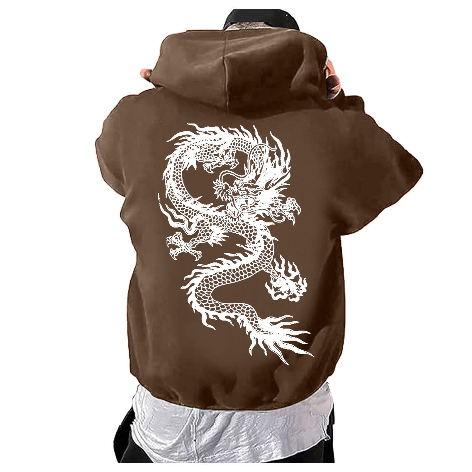 CONZONE Men'S Hoodies Dragon Graphic Y2K Hoodie for Men Long Sleeve ...