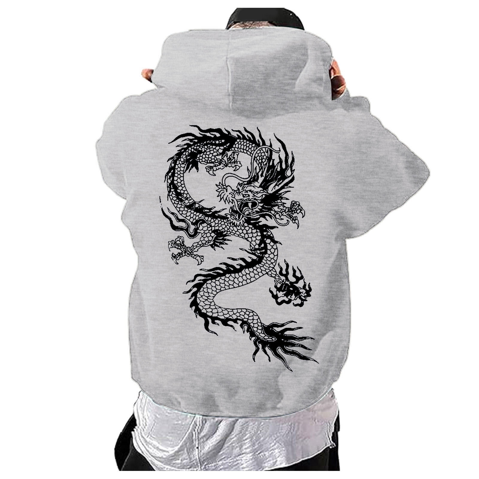 CONZONE Men'S Hoodies Dragon Graphic Y2K Hoodie for Men Long Sleeve ...