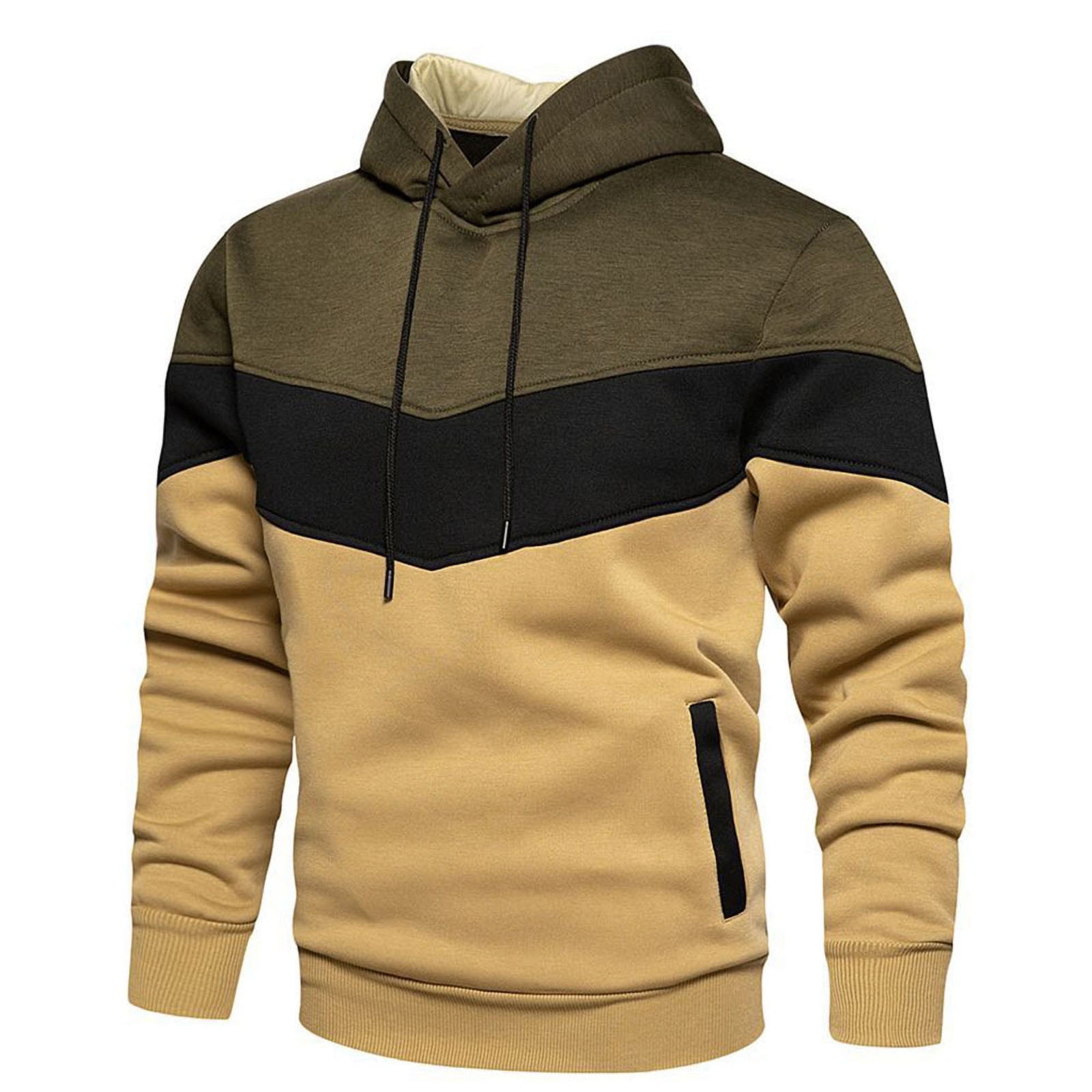 CONZONE Men'S Hoodies Patchwork Color Hoodie for Men Long Sleeve ...