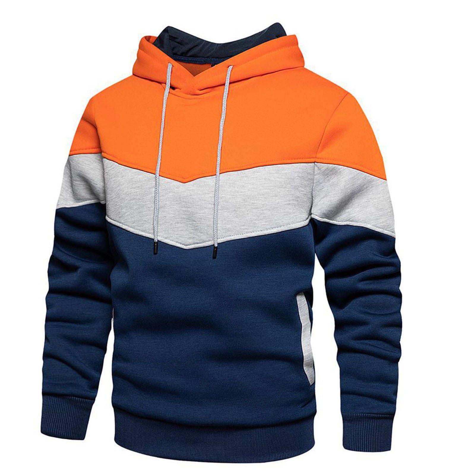 CONZONE Men'S Hoodies Patchwork Color Hoodie for Men Long Sleeve ...