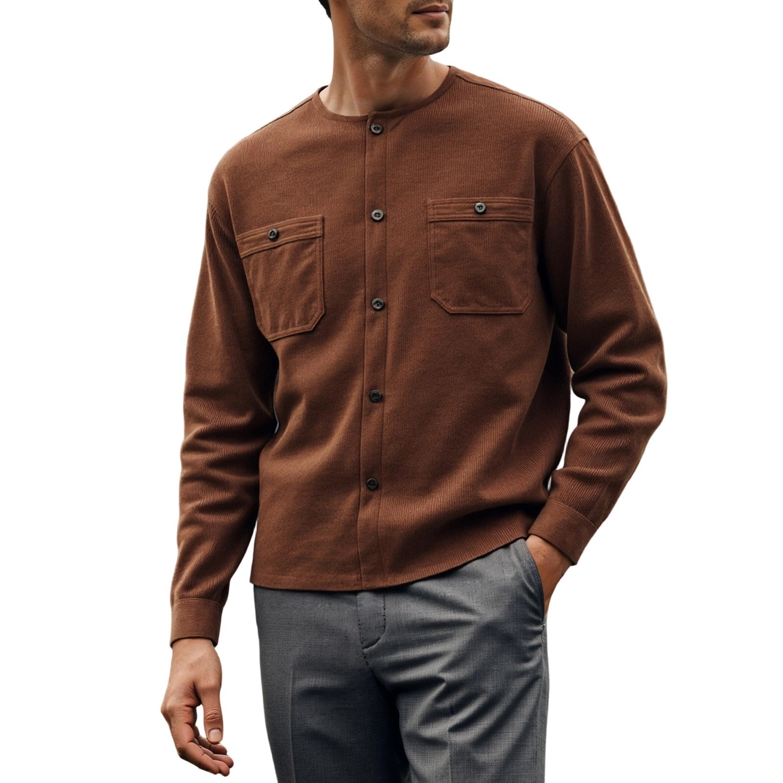 CONZONE Men's Corduroy Shirts Long Sleeve Buttons Down Shirts for Men ...